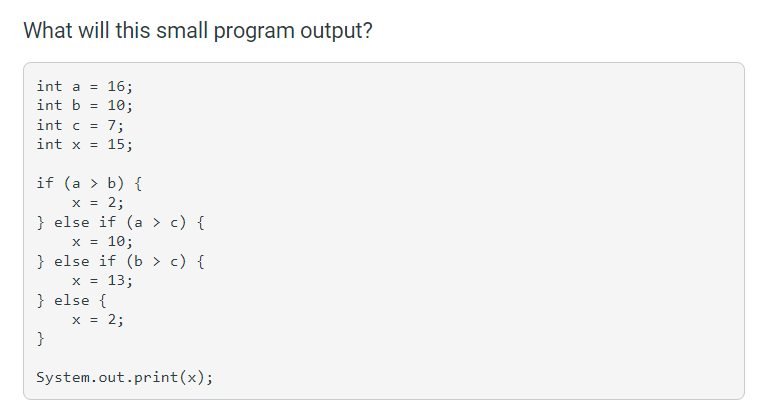 Solved What will this small program output? | Chegg.com