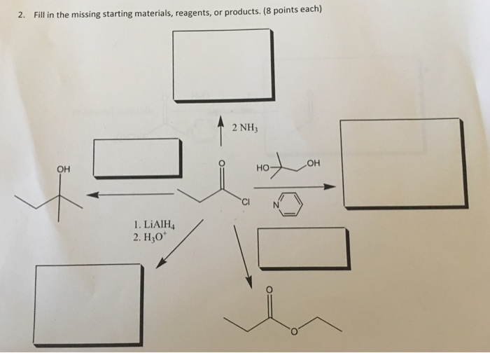 Solved 2. Fill in the missing starting materials, reagents, | Chegg.com