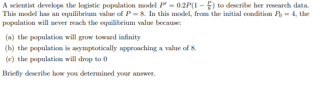 Solved A scientist develops the logistic population model P' | Chegg.com