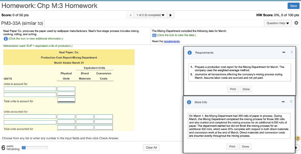 Solved PM3-33A (similar to) Question Help Neal Paper Co. | Chegg.com