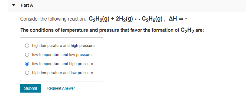 Solved Part A Consider the following reaction: C2H2(g) + | Chegg.com