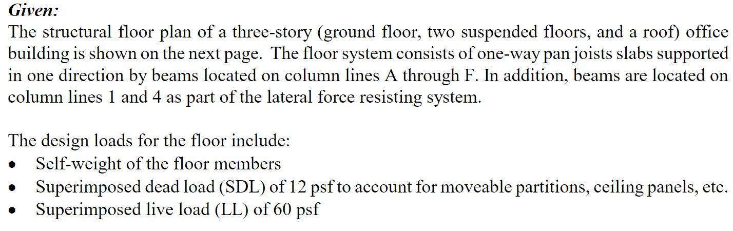 Solved Given: The structural floor plan of a three-story | Chegg.com