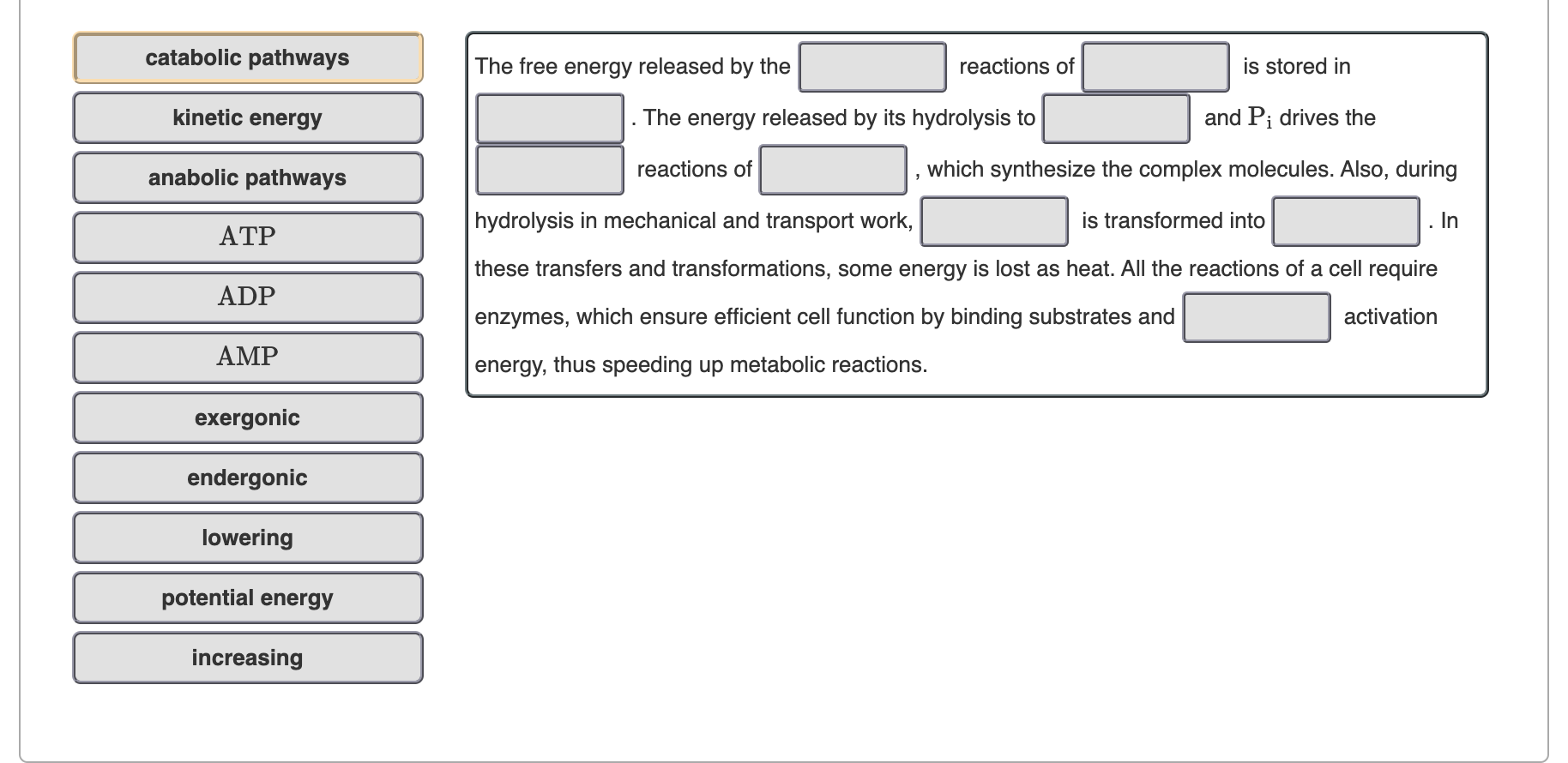 Solved catabolic pathways The free energy released by the | Chegg.com