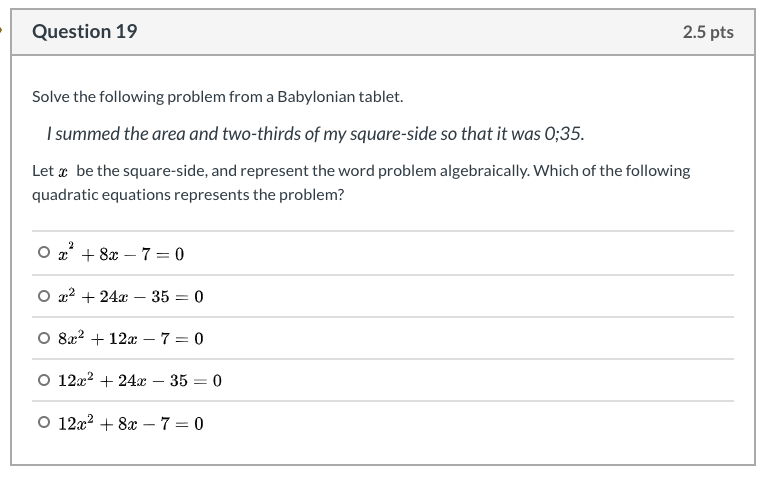 Solved Question 19 2.5 pts Solve the following problem from | Chegg.com