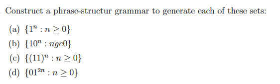 Solved Construct a phrase-structur grammar to generate each | Chegg.com