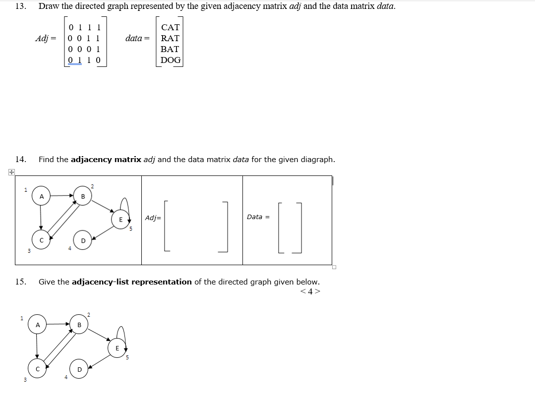 Solved 13. Draw the directed graph represented by the given | Chegg.com