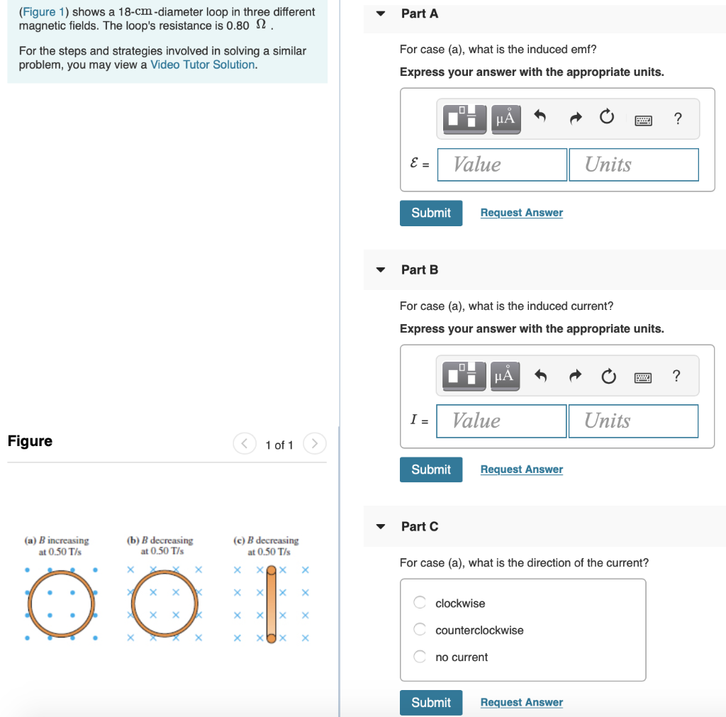 Solved (Figure 1) shows a 18-cm-diameter loop in three | Chegg.com