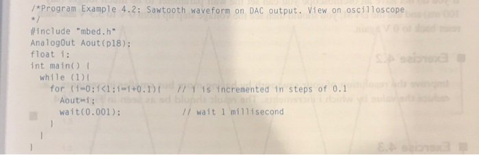 Solved /*Program Example 4.2: Sawtooth waveform on DAC | Chegg.com