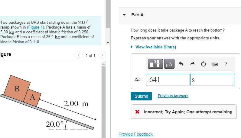 Solved Two packages at UPS start sliding down the 20.0∘ ramp | Chegg.com