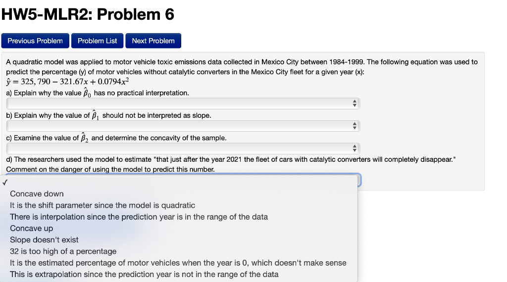 Solved HW5-MLR2: Problem 6 Previous Problem Problem List | Chegg.com