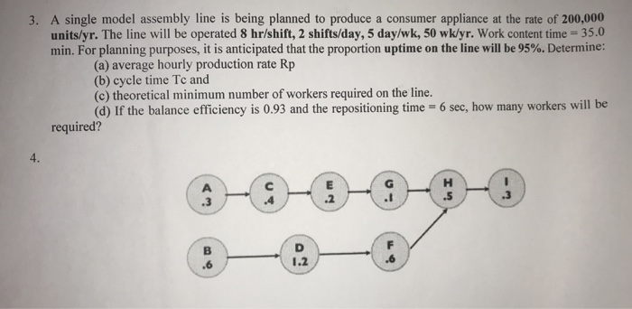 Solved 3. A single model assembly line is being planned to | Chegg.com