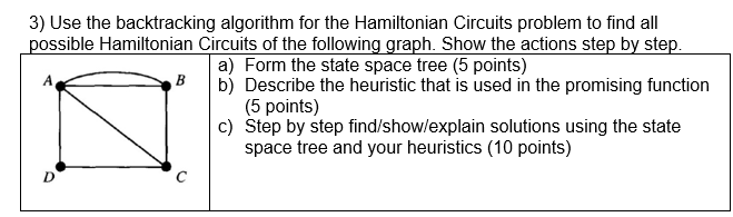 3) Use the backtracking algorithm for the Hamiltonian | Chegg.com