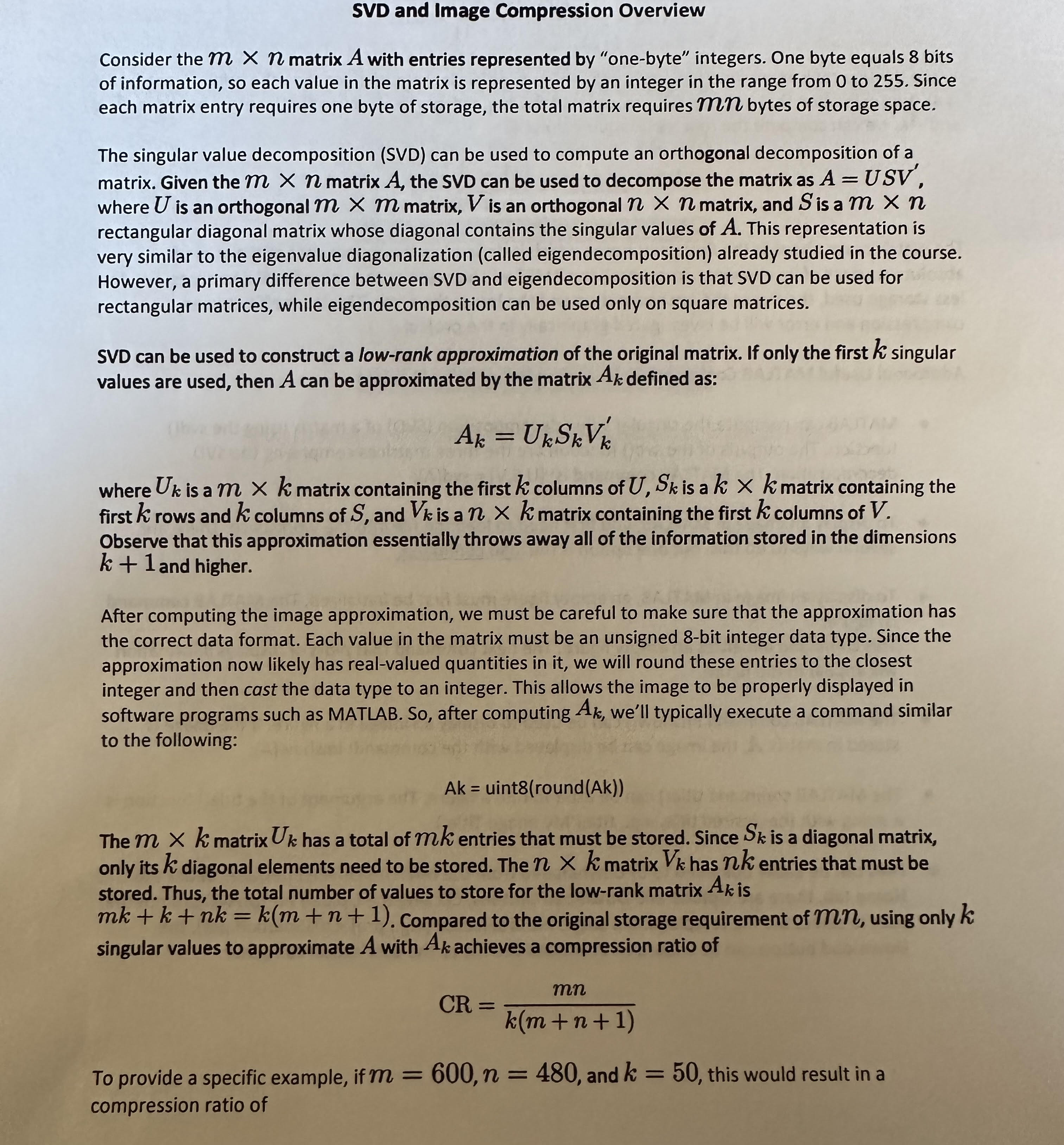 Solved SVD and Image Compression OverviewConsider the m×n | Chegg.com