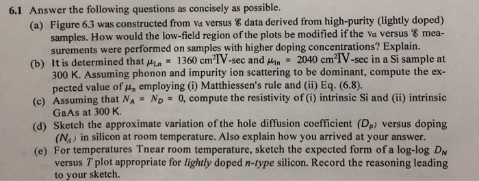 Solved 6.1 Answer the following questions as concisely as | Chegg.com