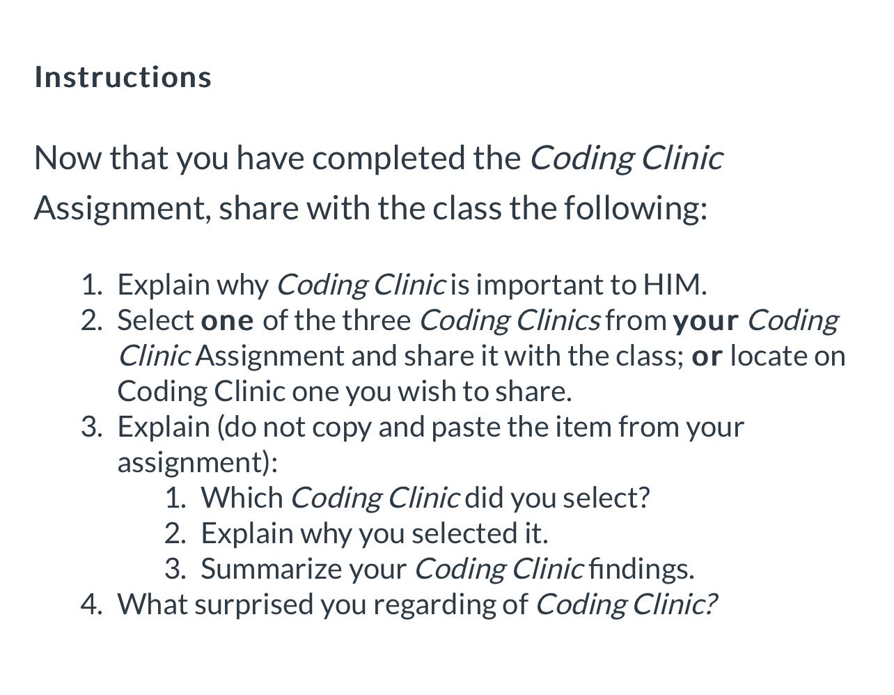 Solved Now that you have completed the Coding Clinic | Chegg.com