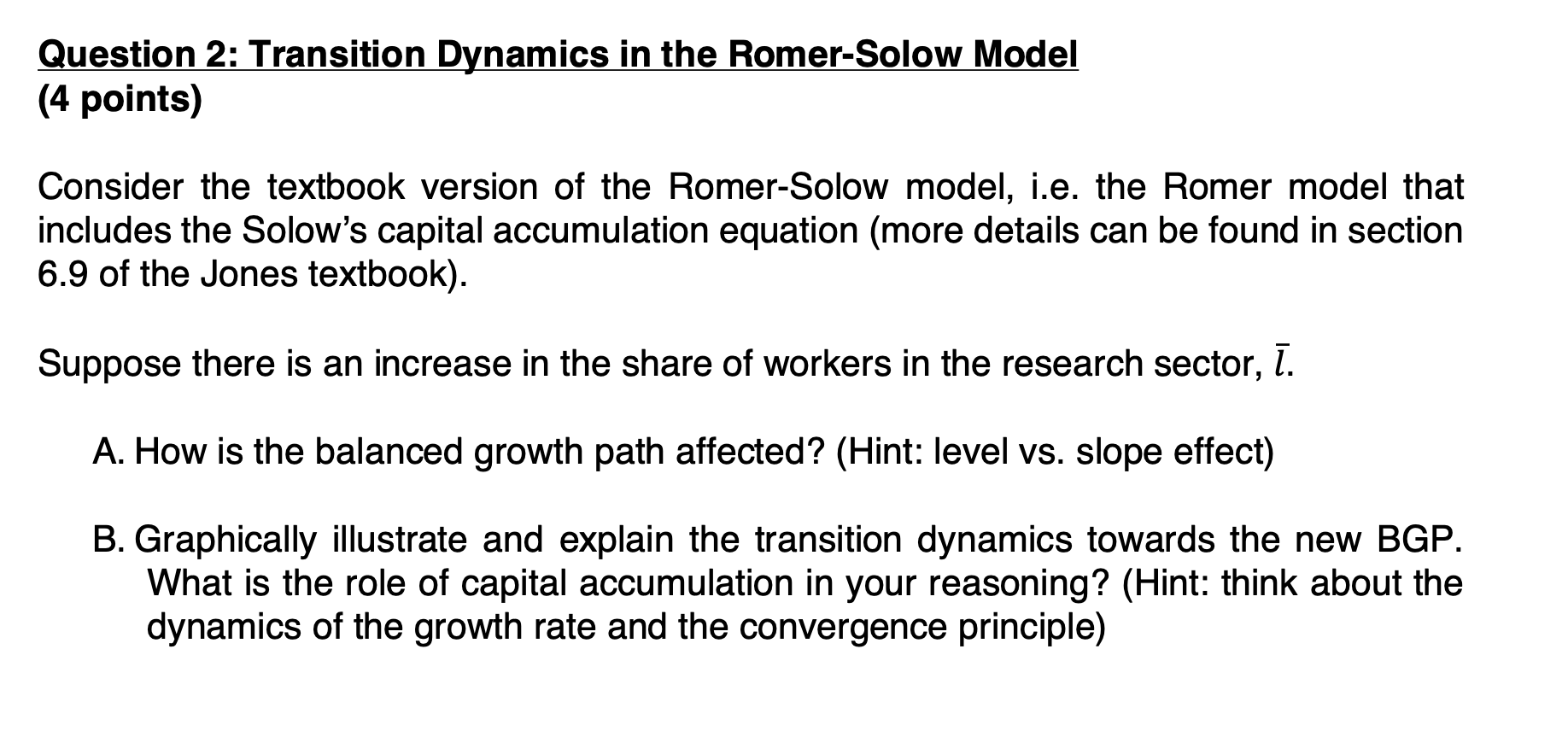 Solved Question 2: Transition Dynamics in the Romer-Solow | Chegg.com