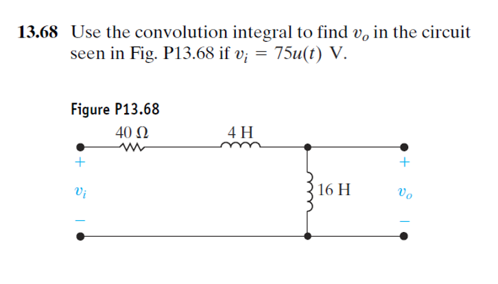 Solved 13.68 Use the convolution integral to find v, in the | Chegg.com