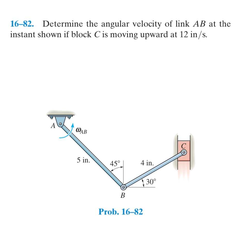 Solved 16–82. Determine the angular velocity of link AB at | Chegg.com