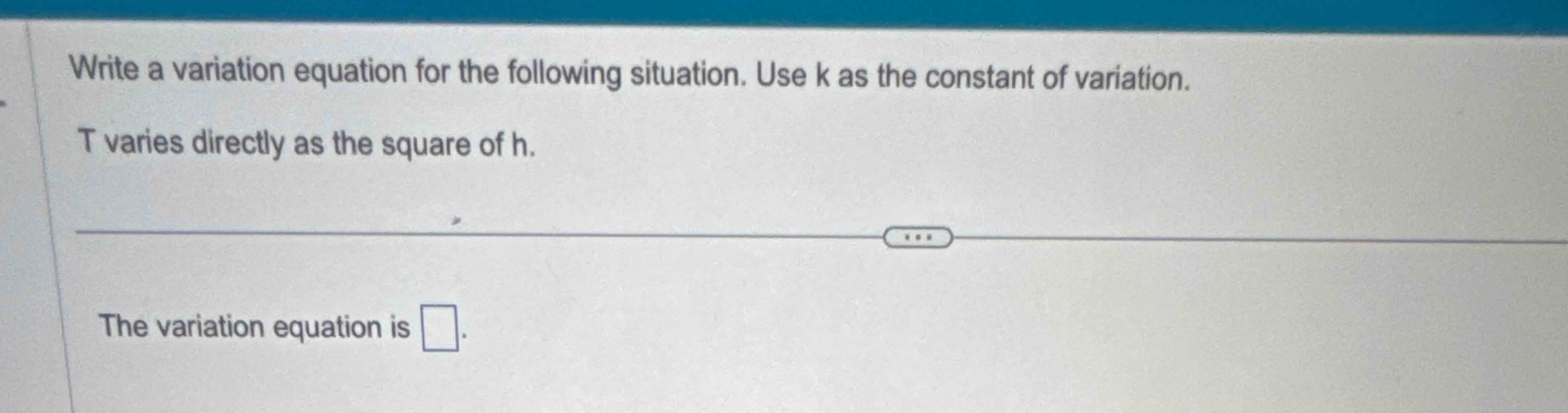 Solved Write a variation equation for the following | Chegg.com