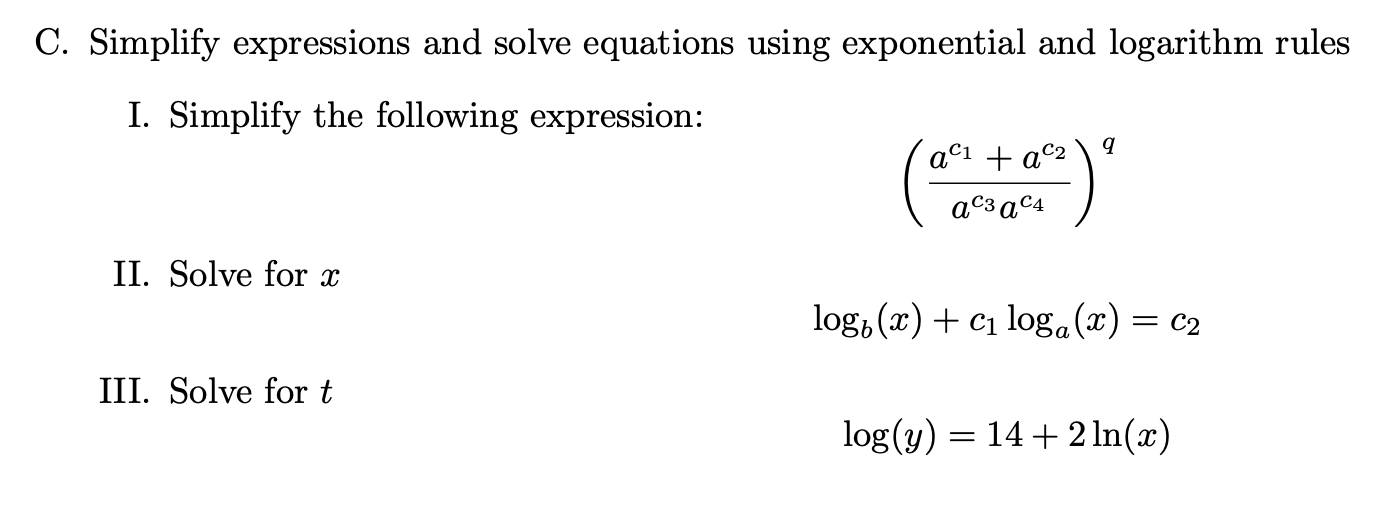Solved C. ﻿Simplify expressions and solve equations using | Chegg.com