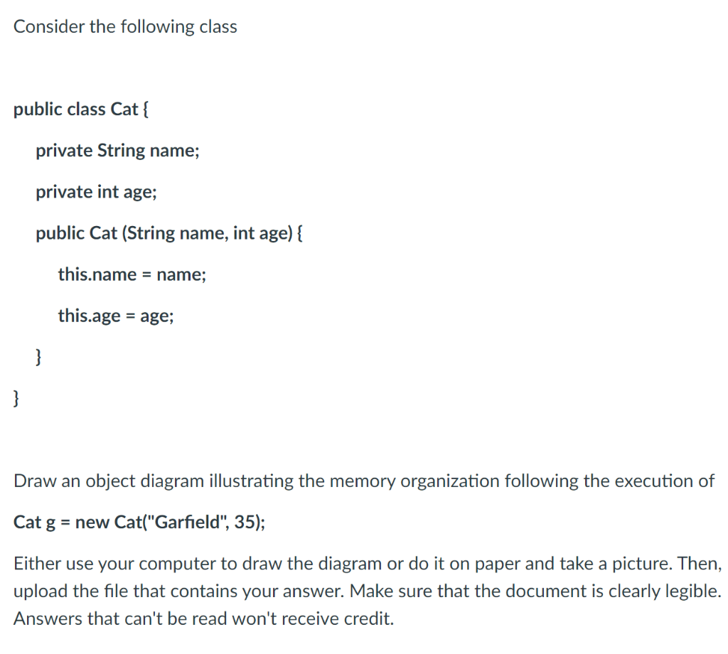 Solved Consider the following class public class Cat private | Chegg.com