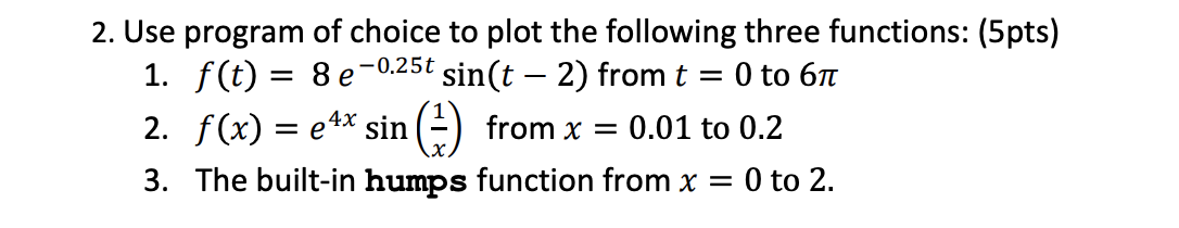 Solved 2. Use program of choice to plot the following three | Chegg.com