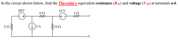 Solved In the circuit shown below, find the Thevenin's | Chegg.com