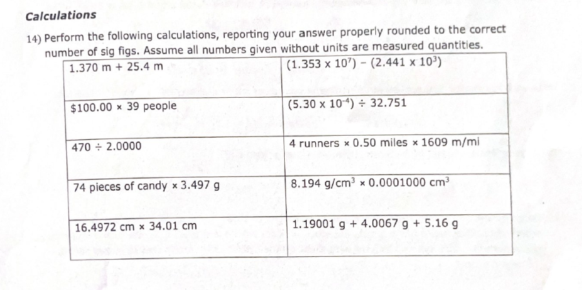 Solved CalculationsPerform the following calculations, | Chegg.com
