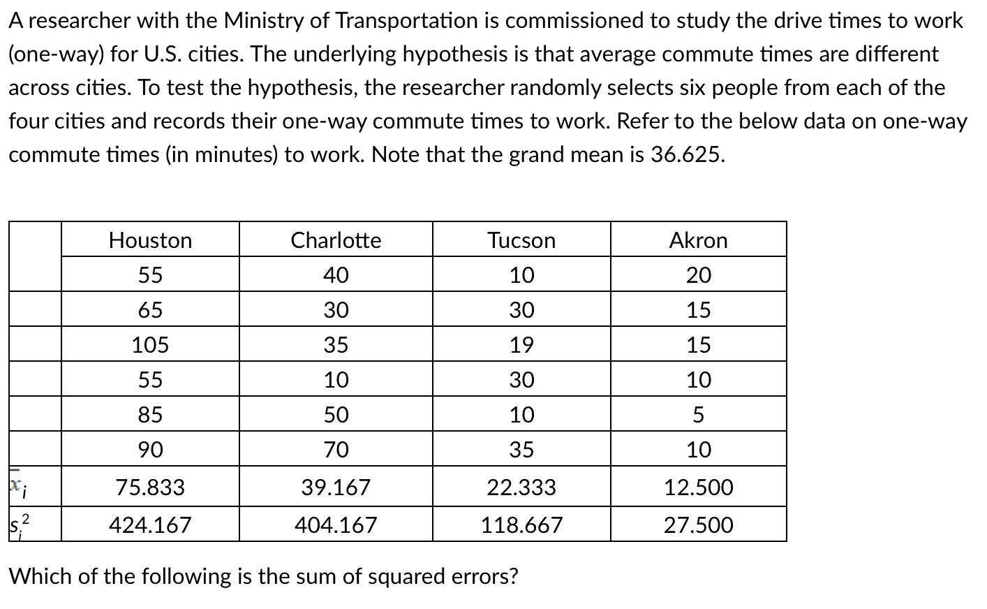 Solved A researcher with the Ministry of Transportation is | Chegg.com