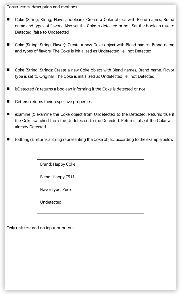 Solved Java Object Problem Coke maker In this problem, we | Chegg.com
