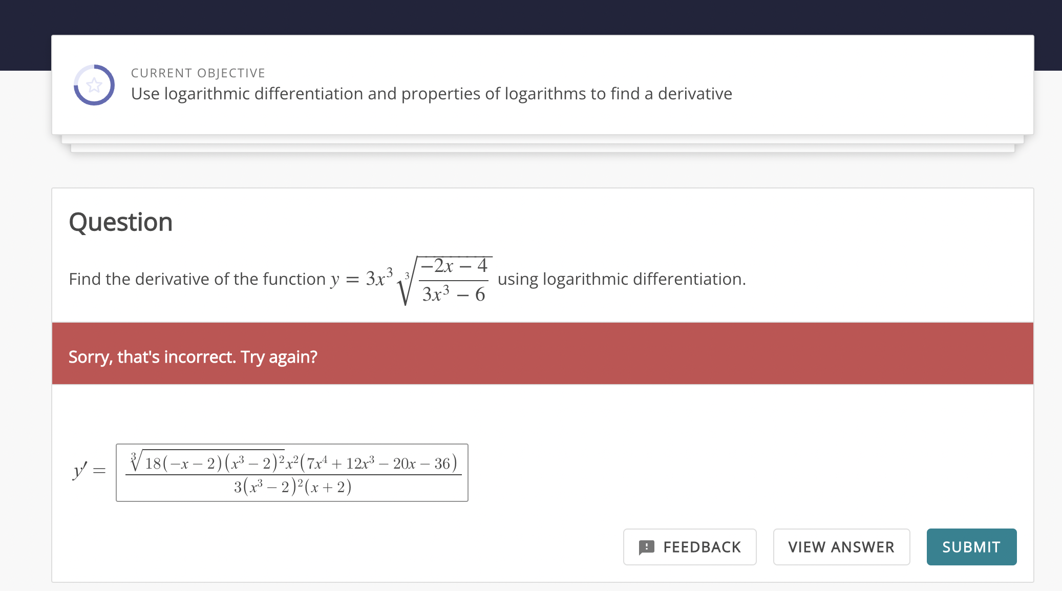 Solved CURRENT OBJECTIVE Use logarithmic differentiation and | Chegg.com