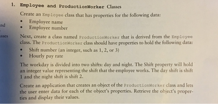 Solved Create an Employee class that has properties for the | Chegg.com