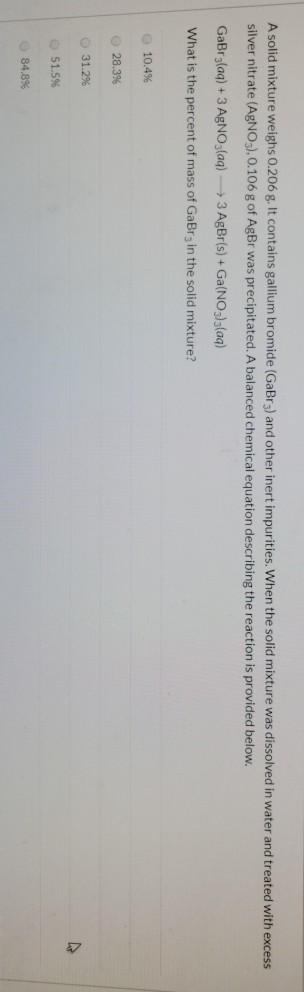 Solved A solid mixture weighs 0.206 g. It contains gallium | Chegg.com