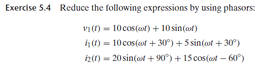 Solved Reduce the following expressions by using phasors: | Chegg.com