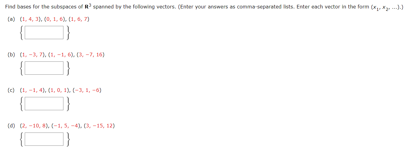 Solved Find bases for the subspaces of R3 spanned by the | Chegg.com