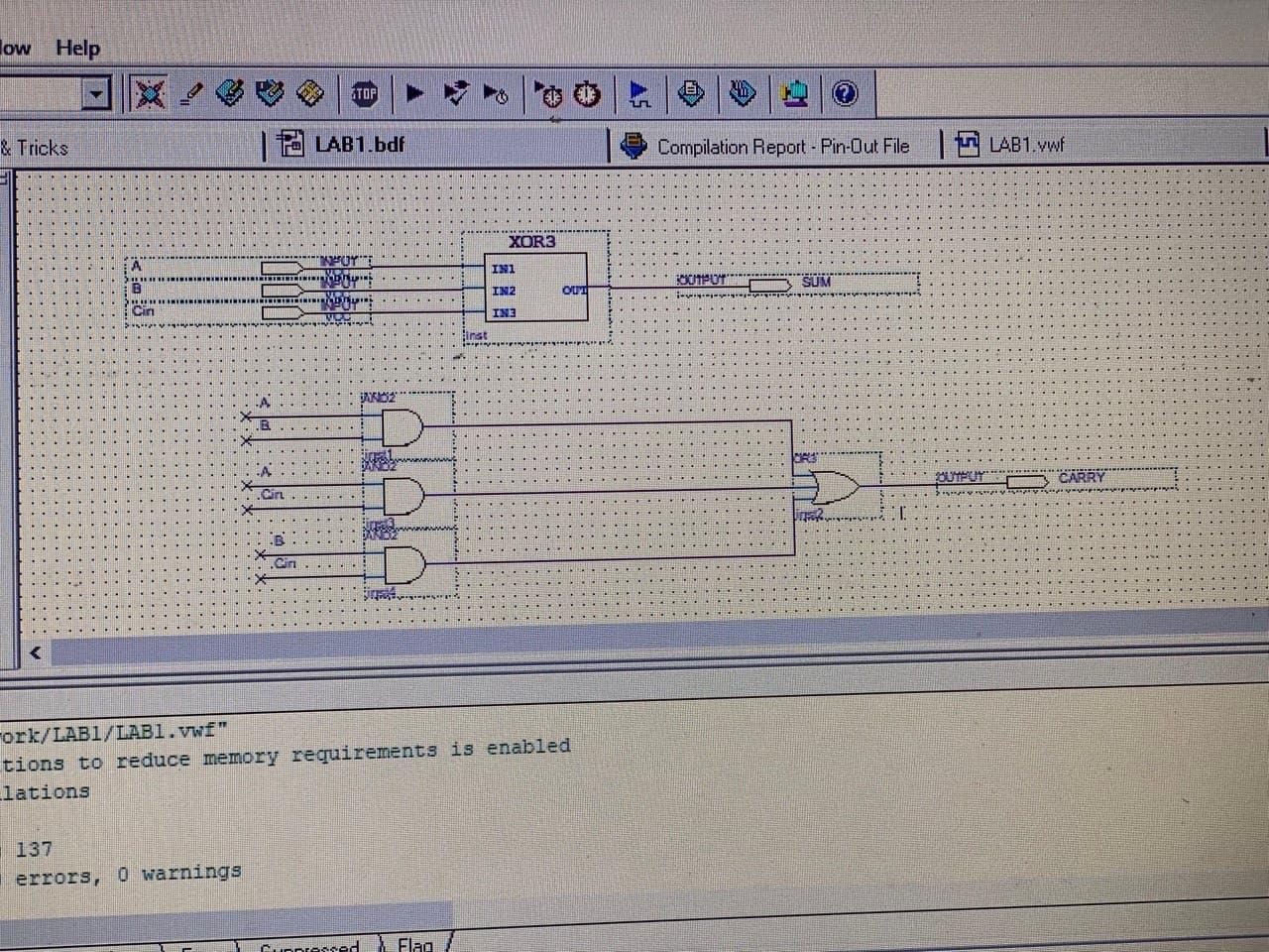 Solved How Help TOP un & Tricks LAB1.bdf Compilation Report | Chegg.com