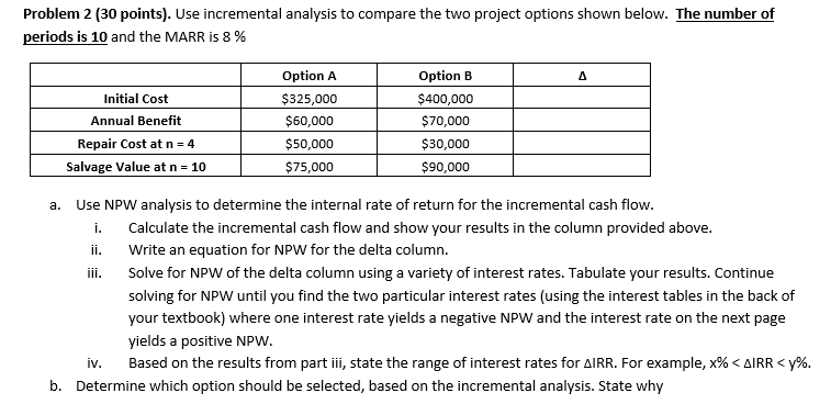 Solved Problem 2 (30 points). Use incremental analysis to | Chegg.com