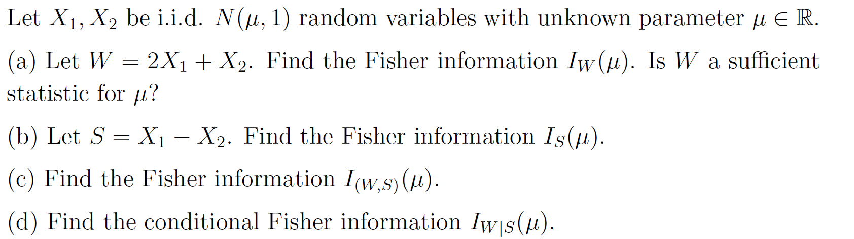 Solved Let X1,X2 be i.i.d. N(μ,1) random variables with | Chegg.com