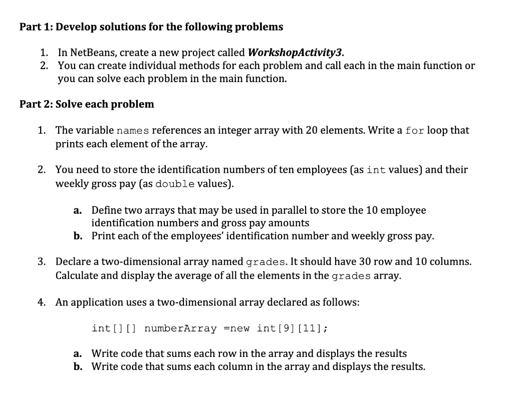 Solved Part 1: Develop solutions for the following problems | Chegg.com