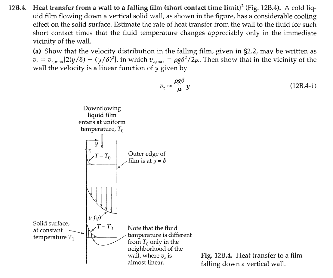 Solved 4. Heat transfer from a wall to a falling film (short | Chegg.com