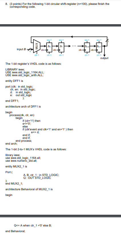 Solved 8. (3 points) For the following 1-bit circular | Chegg.com