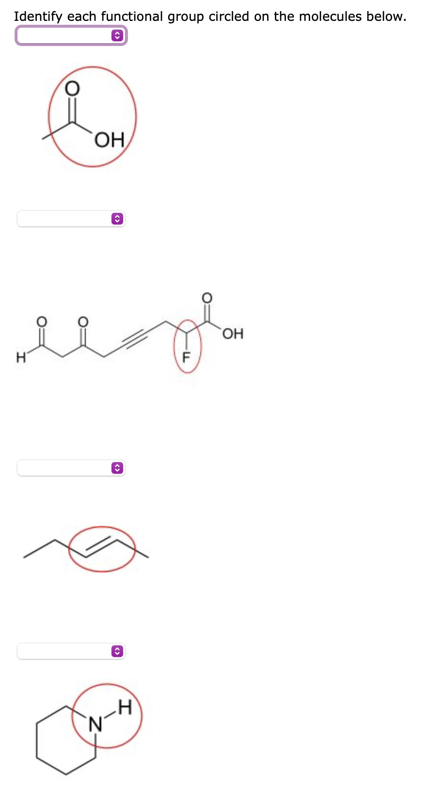 Solved Identify each functional group circled on the | Chegg.com
