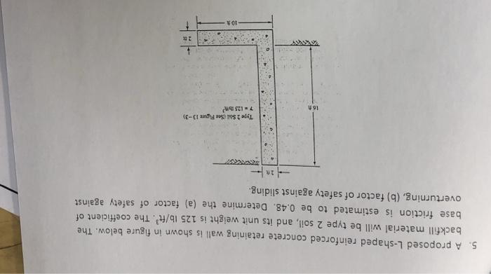 Solved 5. A proposed L-shaped reinforced concrete retaining | Chegg.com