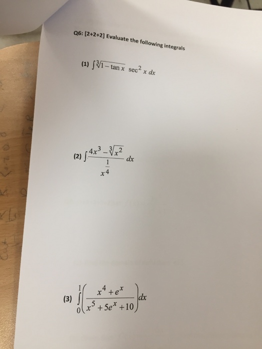 Solved Evaluate the following integrals (1) integral | Chegg.com