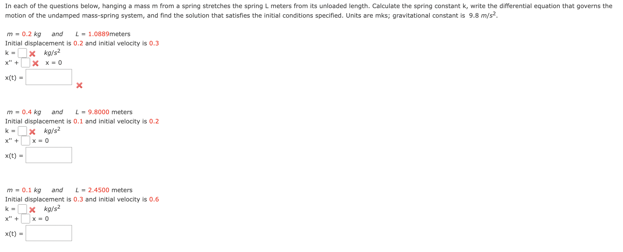 Solved motion of the undamped mass-spring system, and find | Chegg.com