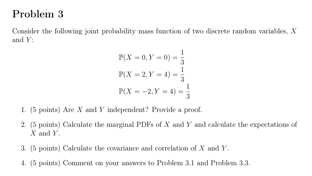 Solved Problem 3 Consider the following joint probability | Chegg.com