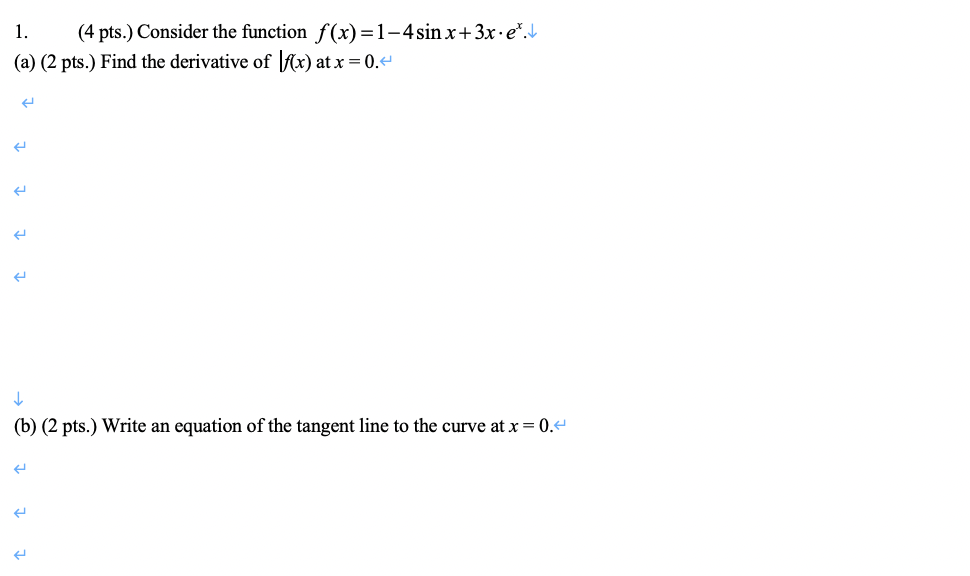 Solved 1. (4 pts.) Consider the function | Chegg.com