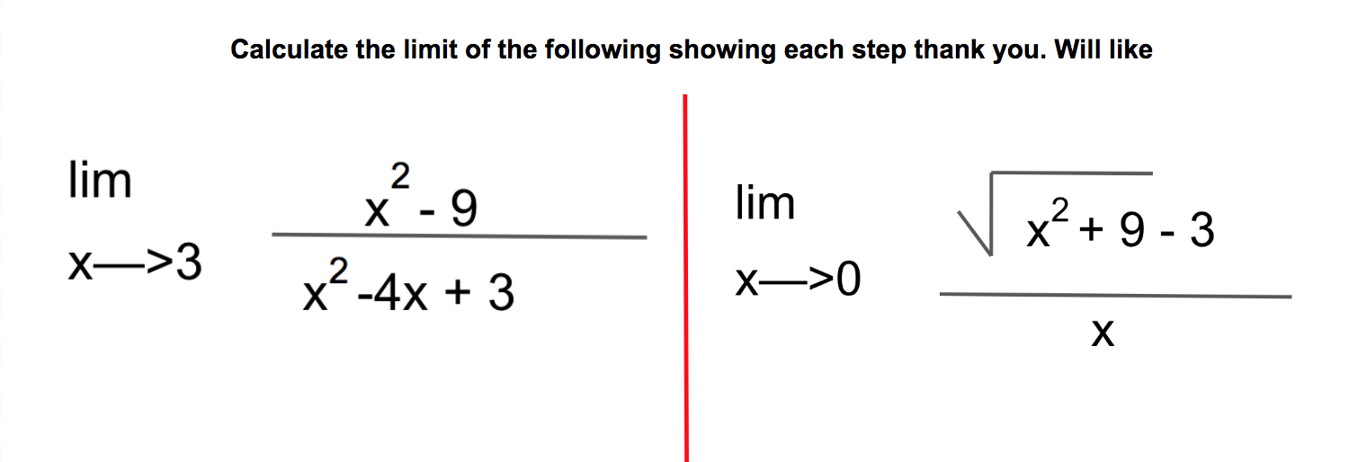 Solved Calculate the limit of the following showing each | Chegg.com