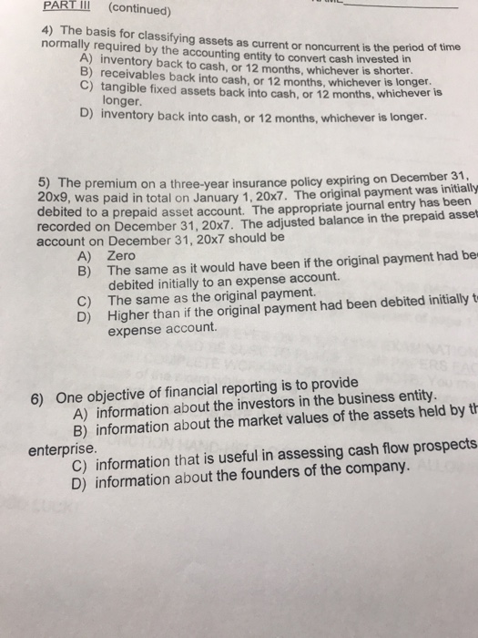 Solved PARTII (continued) 4) The basis for classifying | Chegg.com