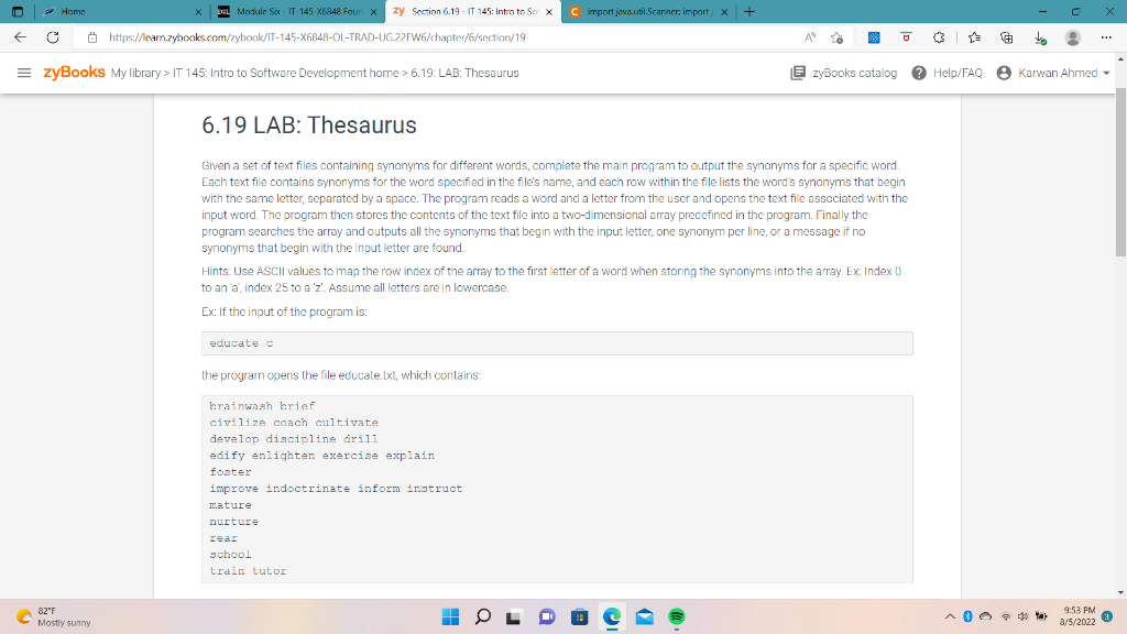 Solved Given a set of text files containing synonyms for | Chegg.com